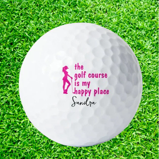 Funny Golf My Happiness Lady theme Golf Balls | Zazzle