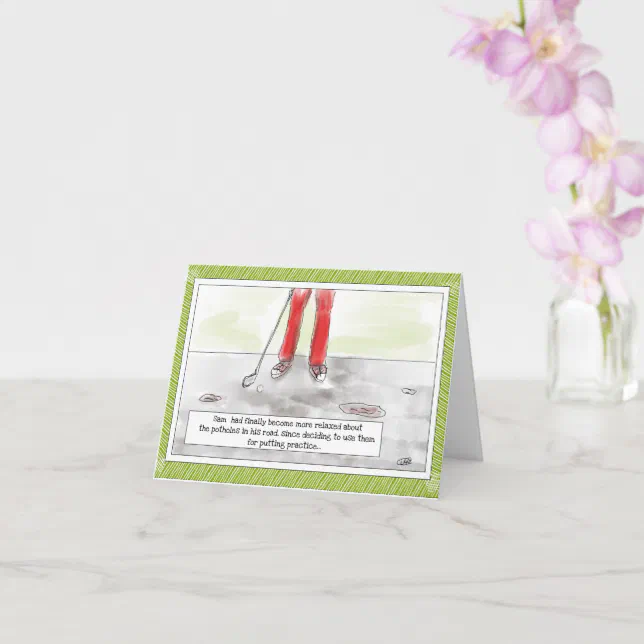 Funny Golf "Putting Into Potholes" Birthday Card | Zazzle