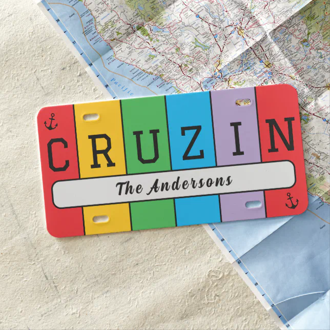 Funny Gone Cruising Family Vacation Car License Plate | Zazzle