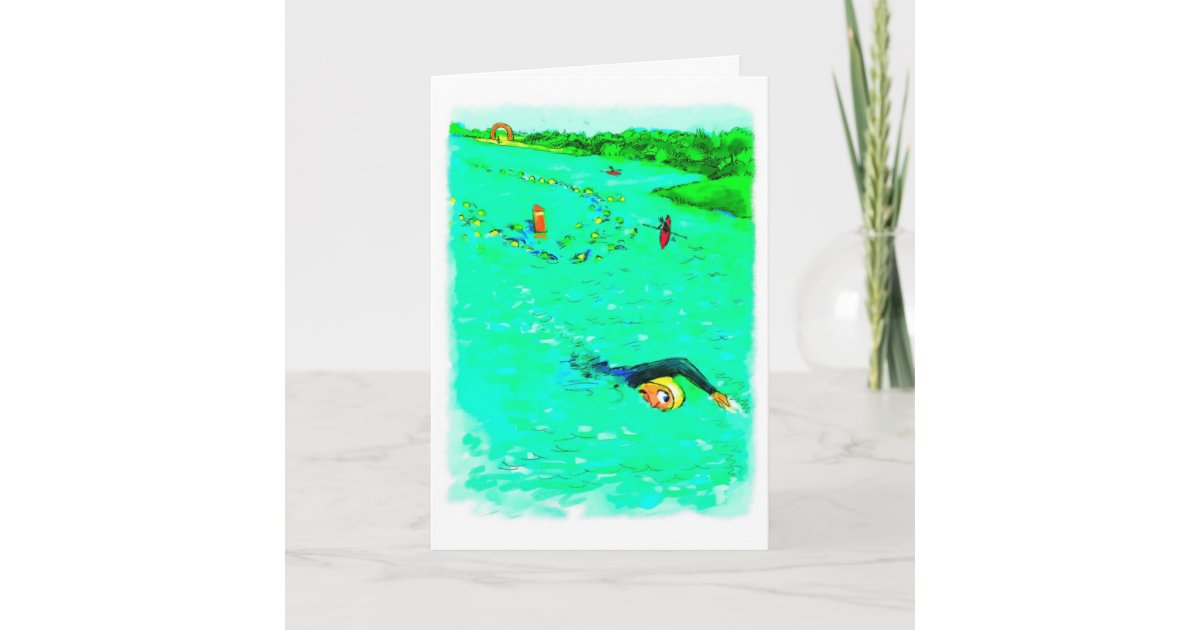 Funny Good Luck for Swimmer - Swimming Off Course Card | Zazzle