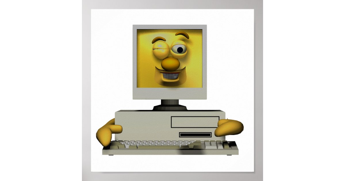 funny goofy winking computer poster | Zazzle