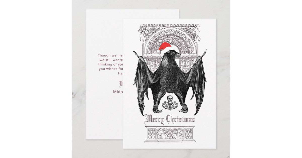 Funny Gothic Bat Merry Christmas Holiday Card | Zazzle