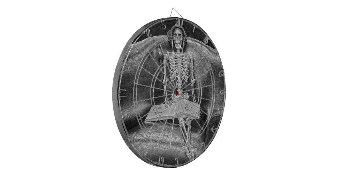 Funny Gothic Vintage Black And White Skeleton Dart Board | Zazzle