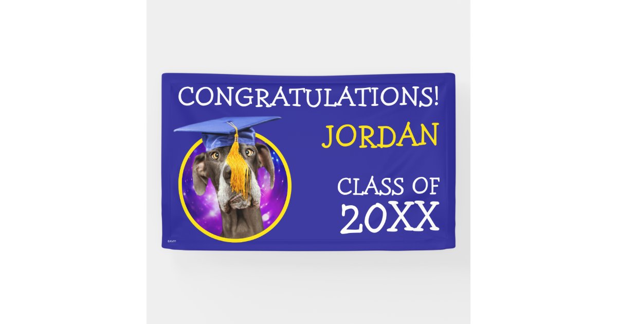 Funny Graduation Dog Wearing Hat Banner | Zazzle