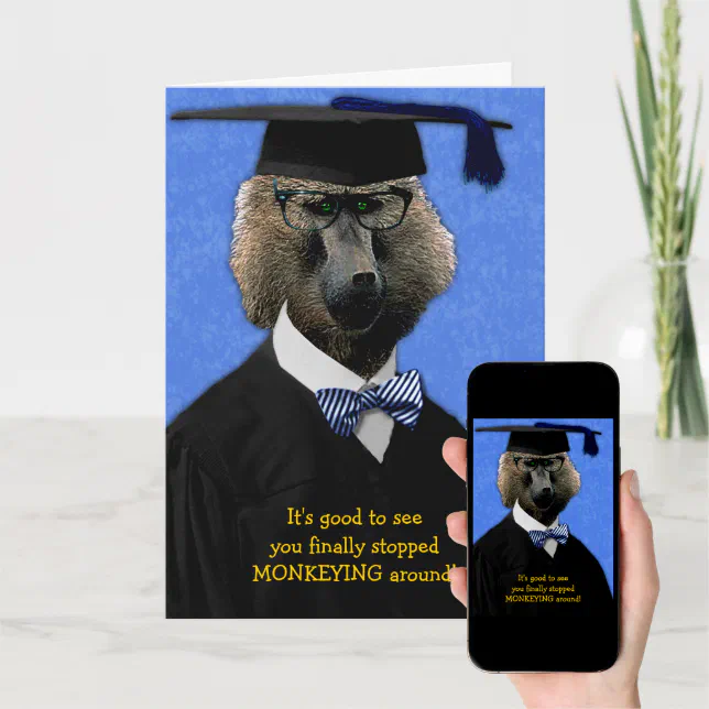 Funny Graduation Monkey Baboon Congratulations Card | Zazzle