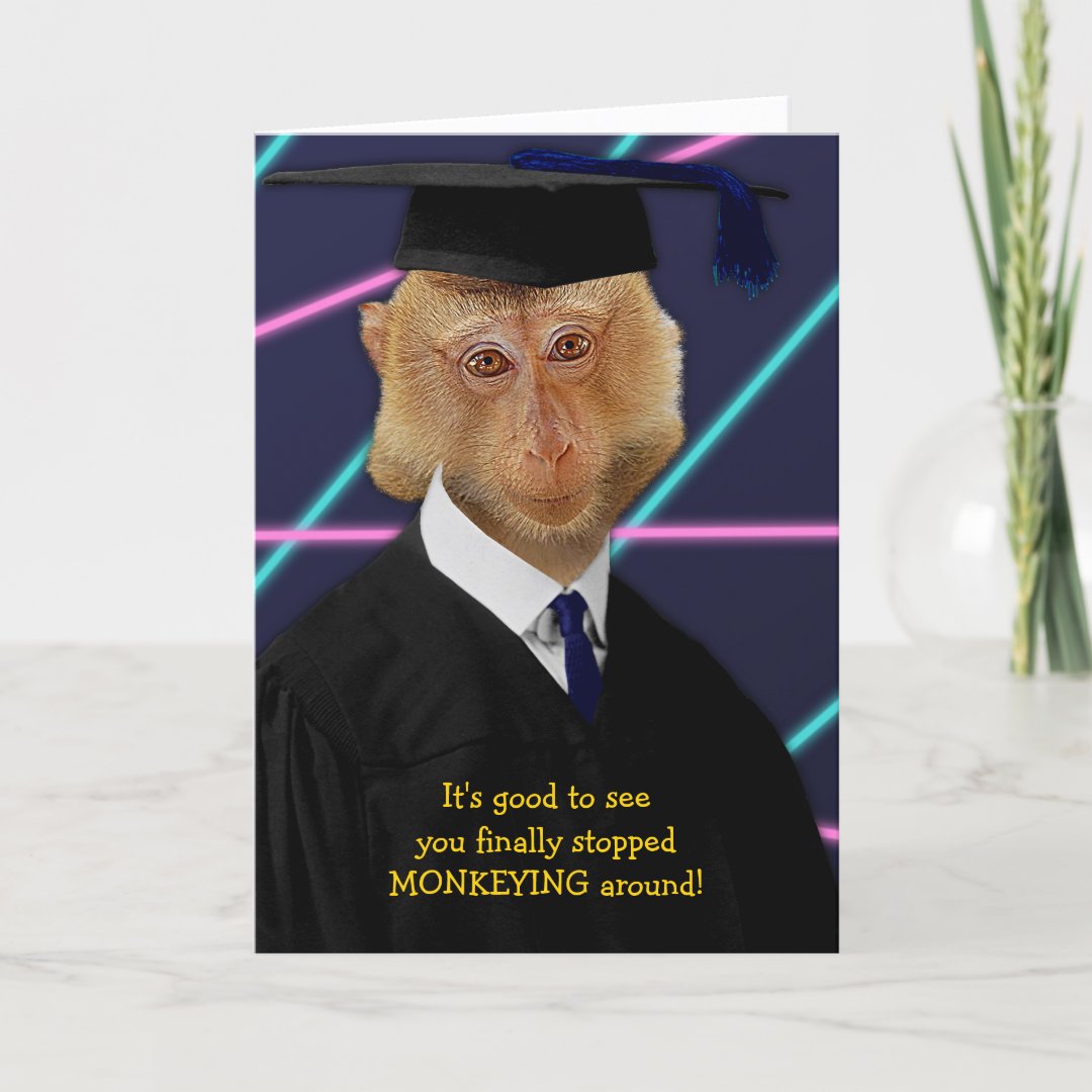 Funny Graduation Monkey Macaque Congratulations Card | Zazzle