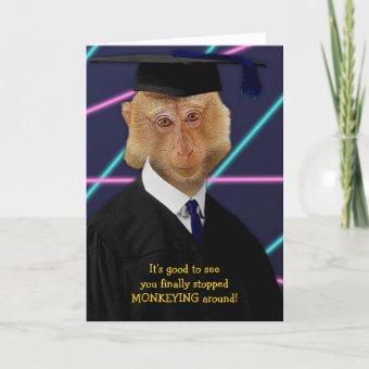 Funny Graduation Monkey Macaque Congratulations Card | Zazzle