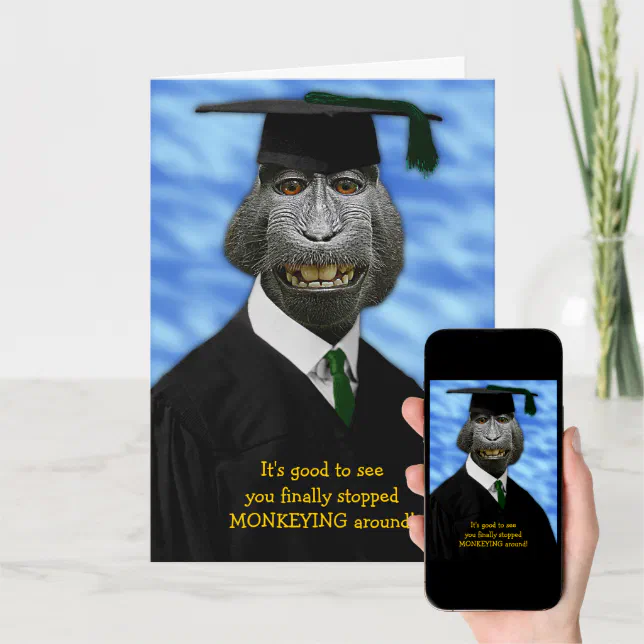 Funny Graduation Monkey Macaque Congratulations Holiday Card | Zazzle