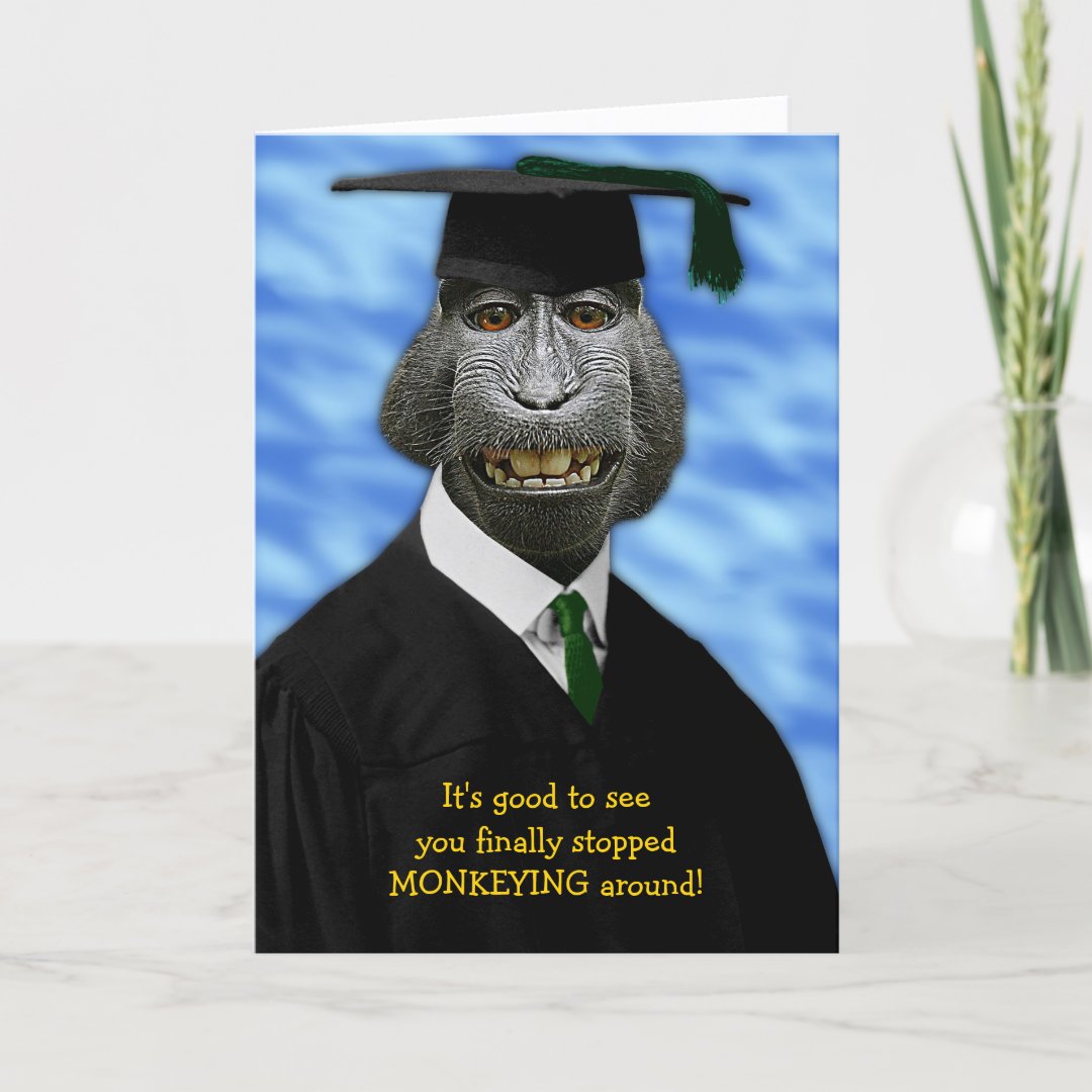 Funny Graduation Monkey Macaque Congratulations Holiday Card | Zazzle