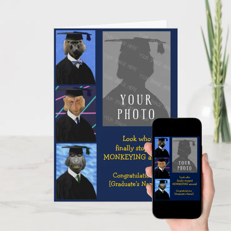 Funny Graduation Monkeys Custom Congratulations Holiday Card | Zazzle