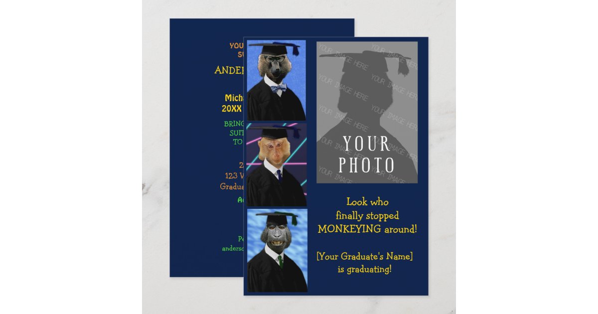 Funny Graduation Monkeys Party Announcement | Zazzle