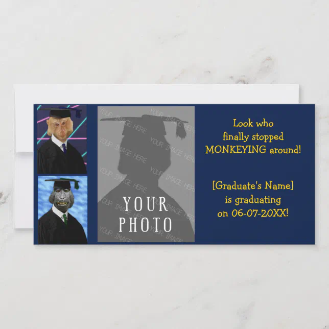 Funny Graduation Monkeys Personalized Grad Photo Announcement | Zazzle
