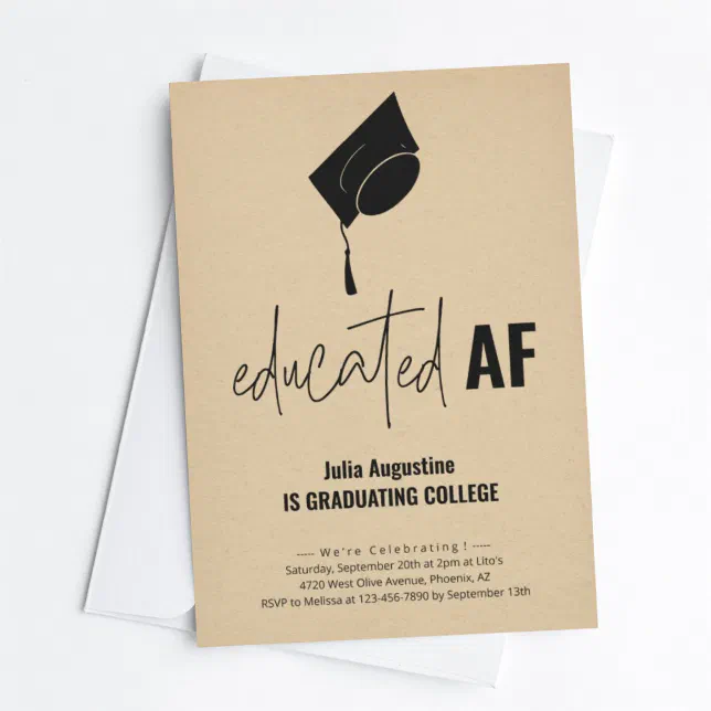 Funny Graduation Party Invitation Educated AF | Zazzle