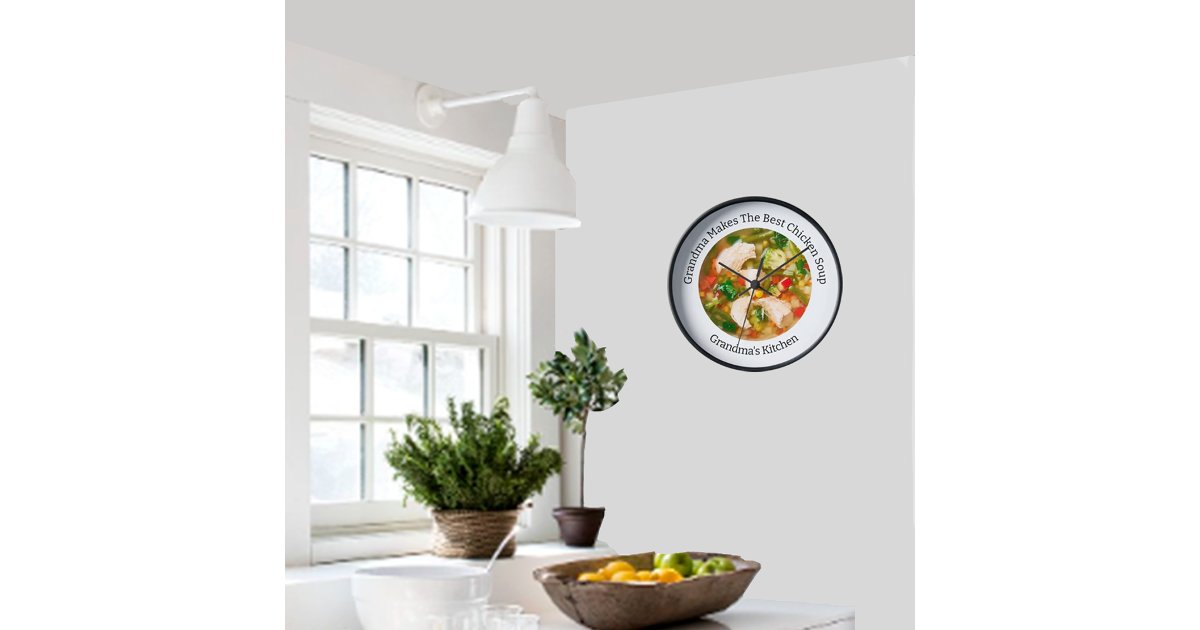 Funny Grandma Chicken Soup Kitchen Wall Clocks | Zazzle