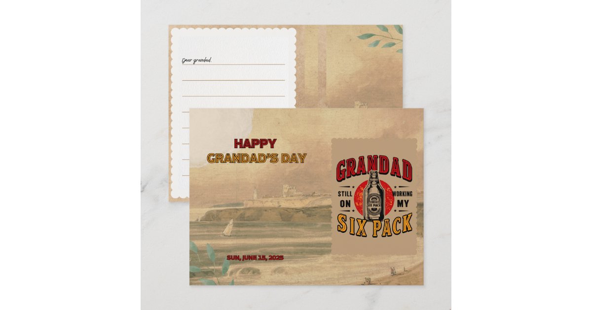 Funny Grandpa Six Pack Postcard - Father's Day | Zazzle