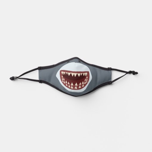 Funny Gray Shark Mouth Print Premium Face Mask | Zazzle