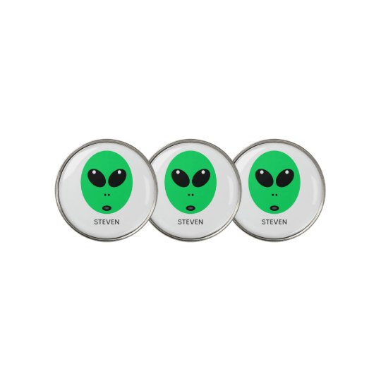 Funny Green Alien Face Customized Golf Ball Marker | Zazzle.com