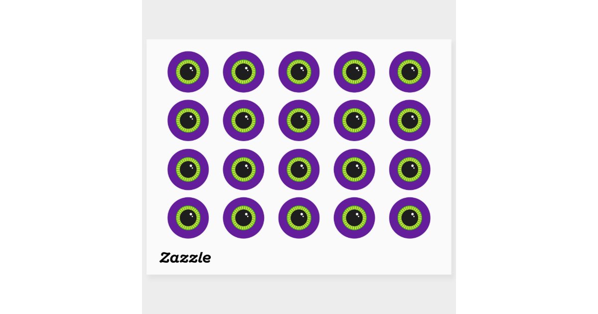 Funny Green and Purple Monster Eyeball Classic Round Sticker | Zazzle