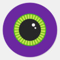 Funny Green and Purple Monster Eyeball Classic Round Sticker | Zazzle