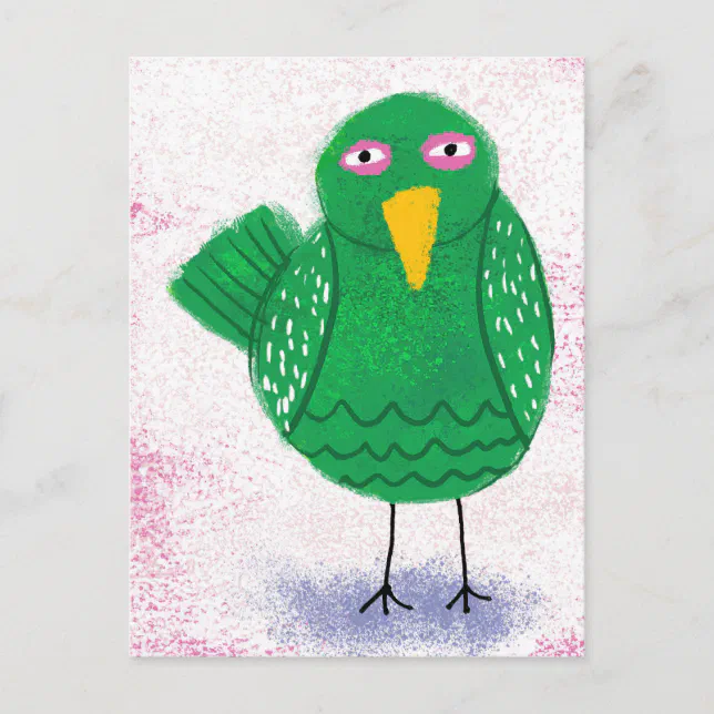 Funny Green Bird Postcard | Zazzle