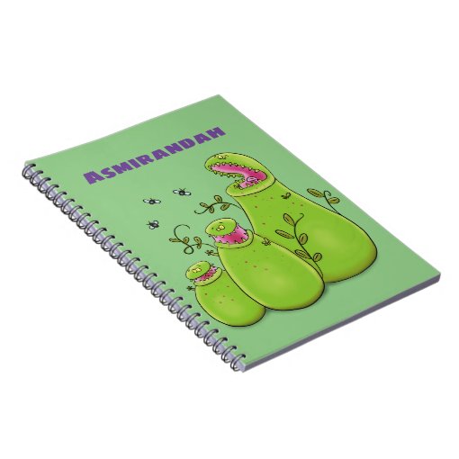 Funny green carnivorous pitcher plants cartoon notebook | Zazzle