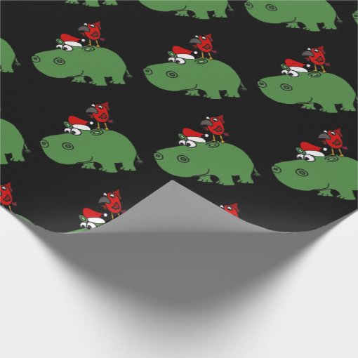 Funny Green Christmas Hippo Wrapping Paper | Zazzle