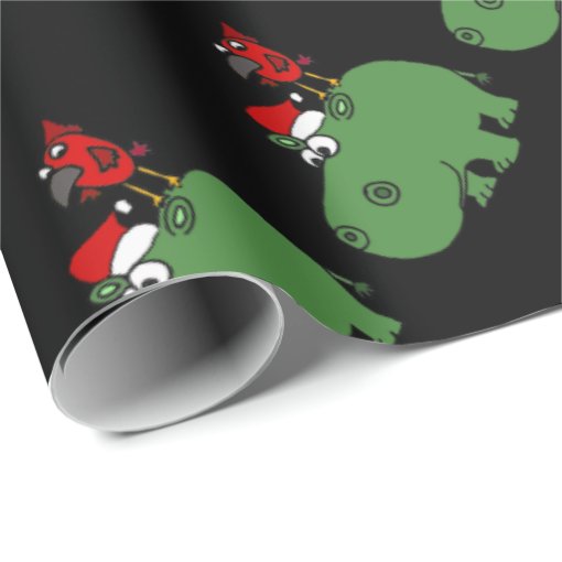 Funny Green Christmas Hippo Wrapping Paper | Zazzle