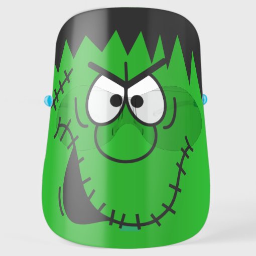 Funny Green Frankenstein Face Face Shield | Zazzle