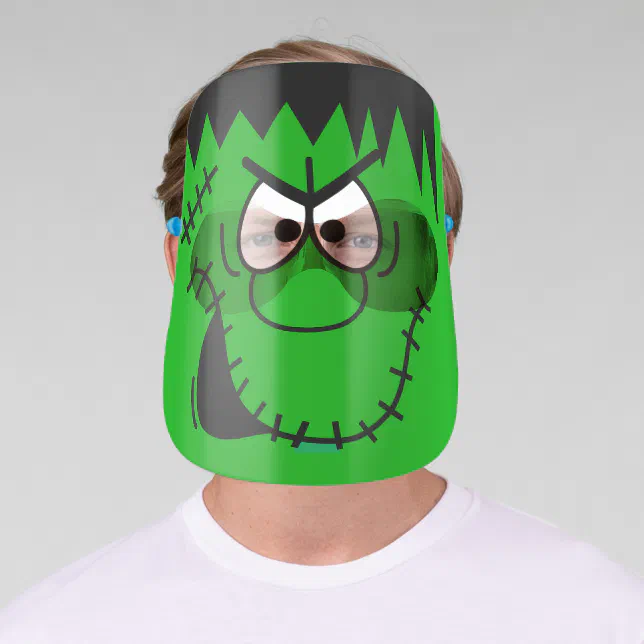 Funny Green Frankenstein Face Face Shield | Zazzle