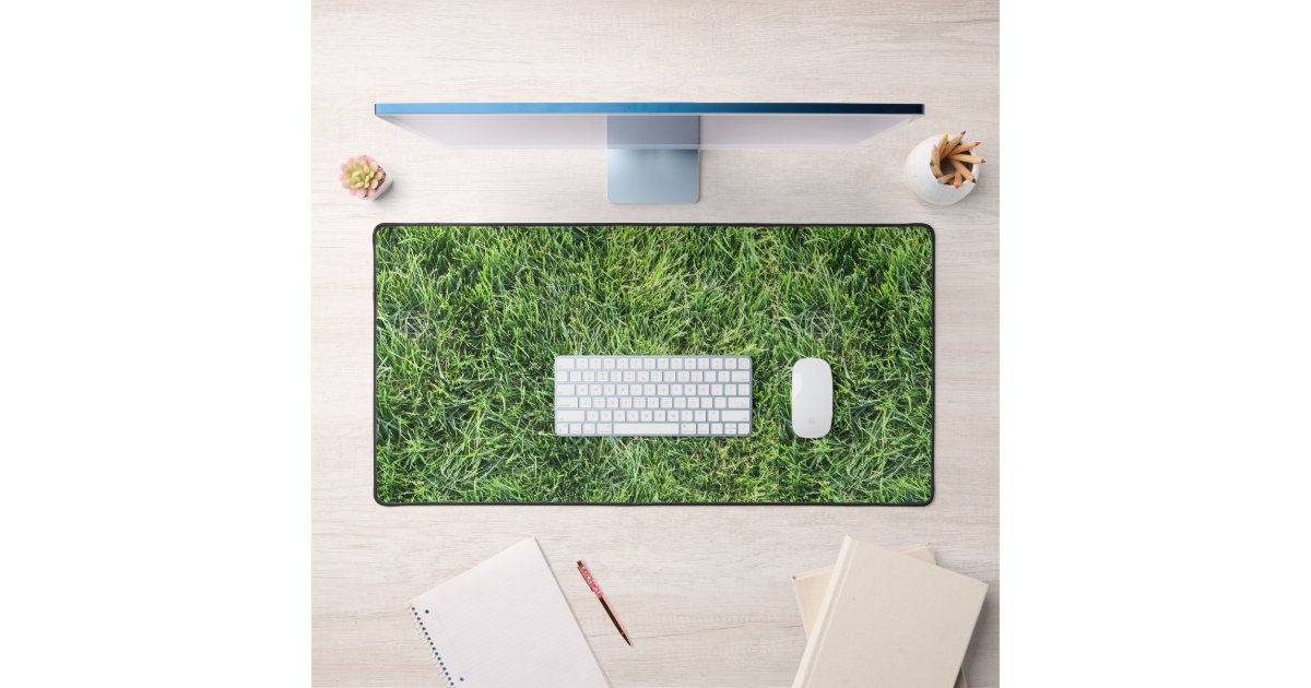 Funny green grass real photo texture pattern fun desk mat | Zazzle