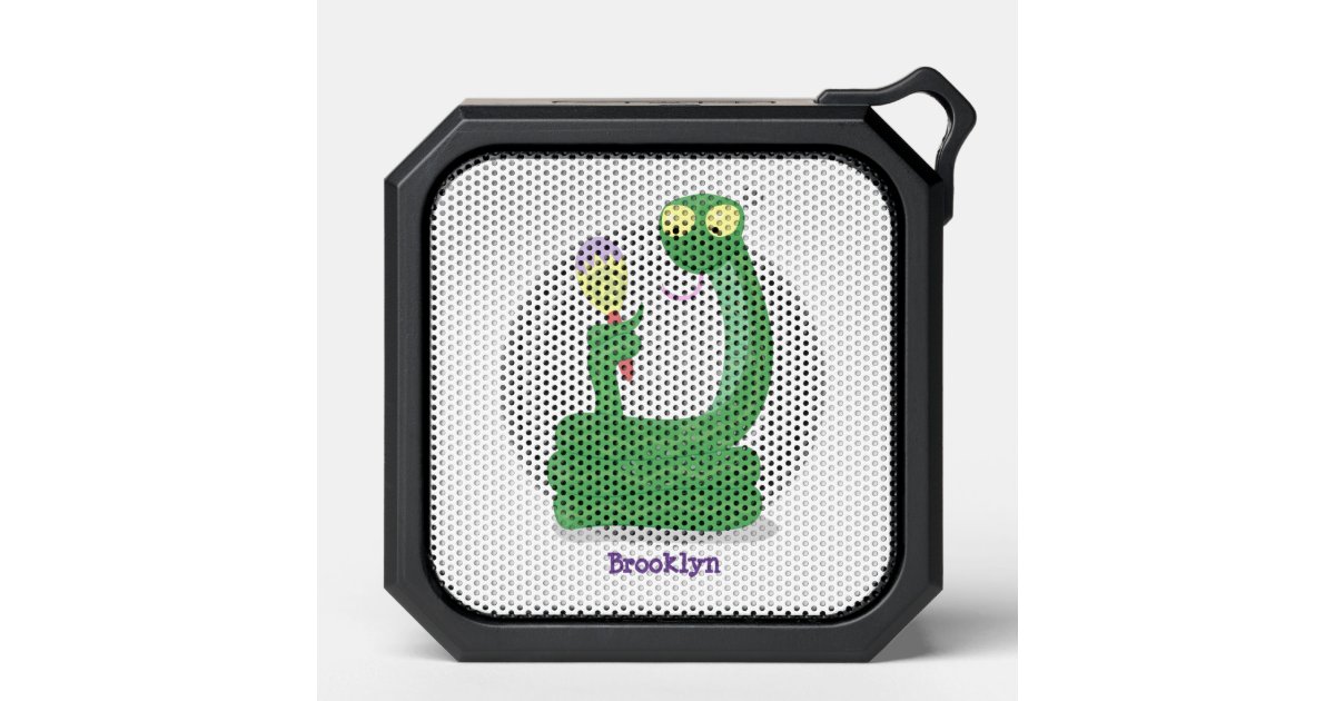 Funny green snake with maraca cartoon bluetooth speaker | Zazzle
