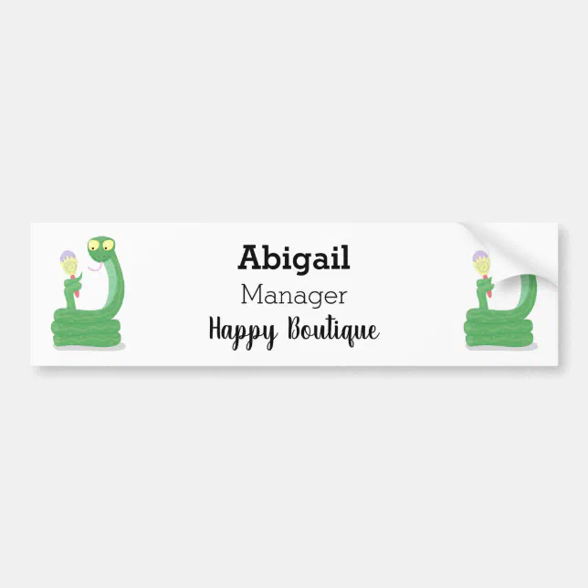 Funny green snake with maraca cartoon bumper sticker | Zazzle