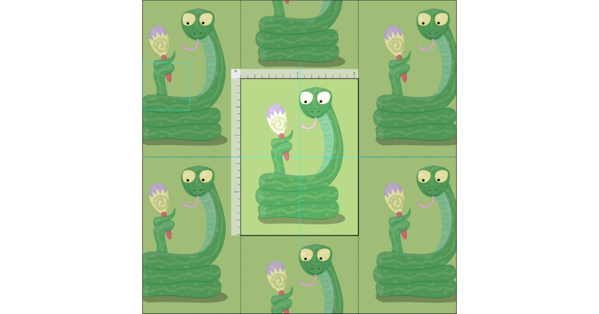 Funny green snake with maraca cartoon fabric | Zazzle