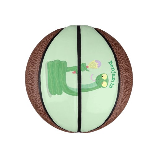 Funny green snake with maraca cartoon mini mini basketball | Zazzle
