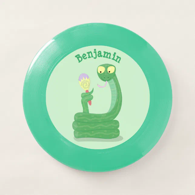 Funny green snake with maraca cartoon Wham-O frisbee | Zazzle
