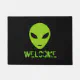 Funny green space alien head welcome door mat | Zazzle