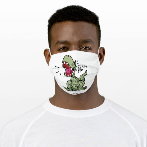 Funny Green T-Rex Dinosaur Adult Cloth Face Mask | Zazzle