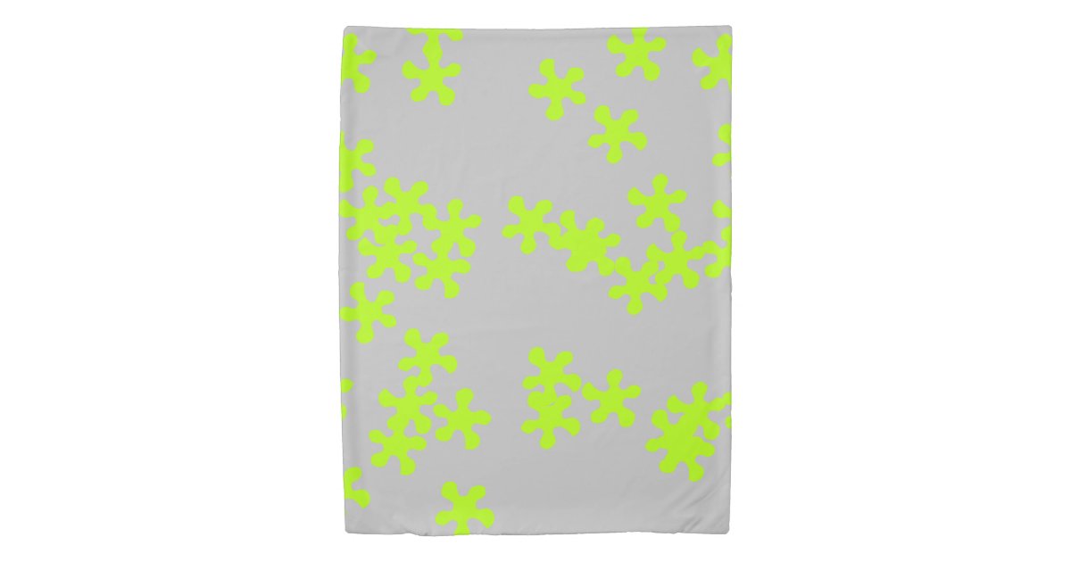Funny grey and neon green slime pattern modern kid duvet cover | Zazzle