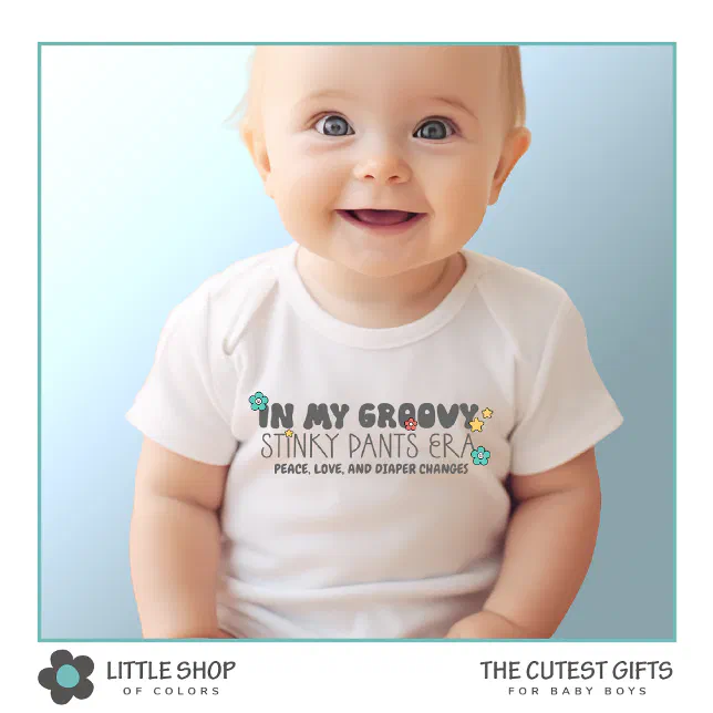 Funny Groovy Stinky Pants Era Boys Bodysuit | Zazzle