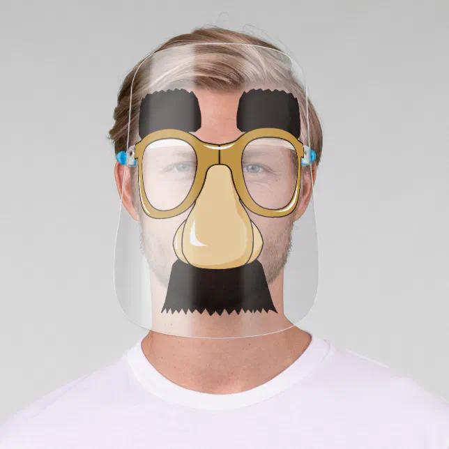 Funny Groucho Marx Nose Mustache Eyebrows Glasses Face Shield | Zazzle
