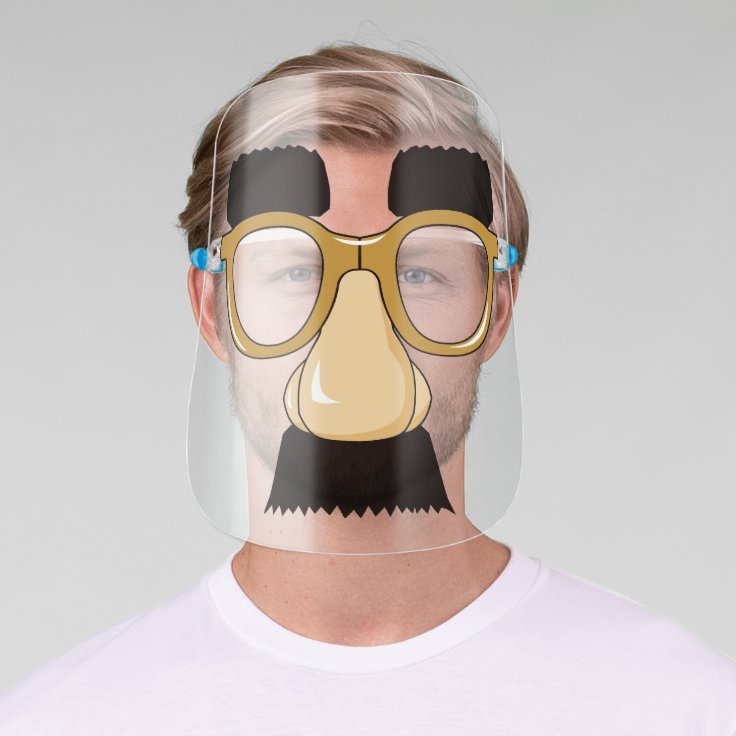 Funny Groucho Marx Nose Mustache Eyebrows Glasses Face Shield | Zazzle