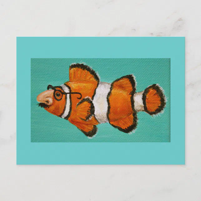 funny groucho masked clown fish postcard | Zazzle