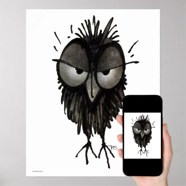 Funny Grumpy Owl Art Poster | Zazzle