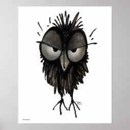 Funny Grumpy Owl Art Poster | Zazzle