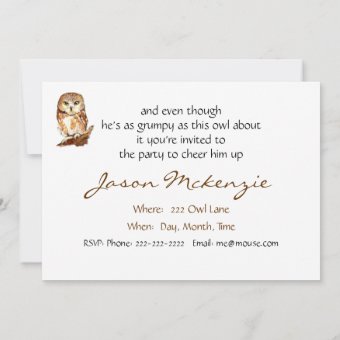 Funny Grumpy Owl Retirement Party Invitation | Zazzle