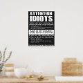 Funny Gun Store Sign "Attention Idiots" | Zazzle