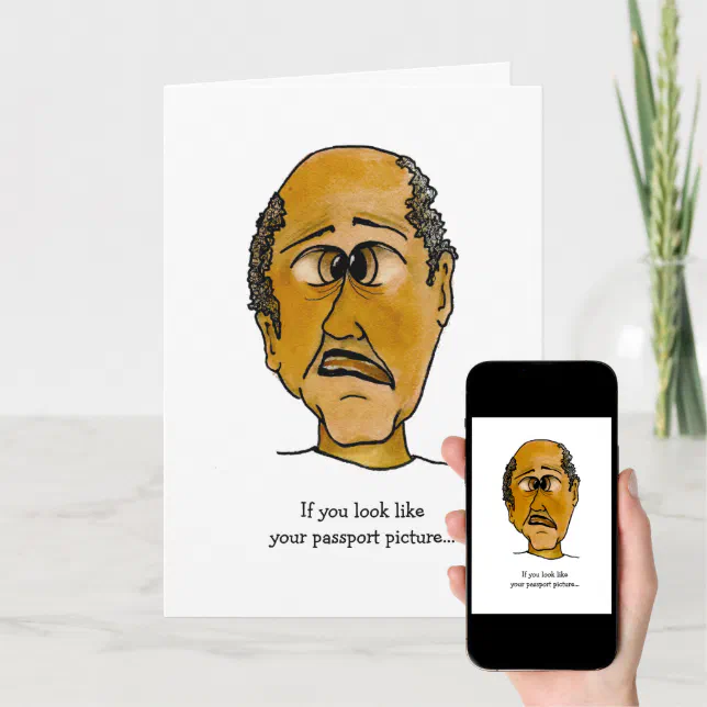 Funny Guy's Passport Picture Card | Zazzle