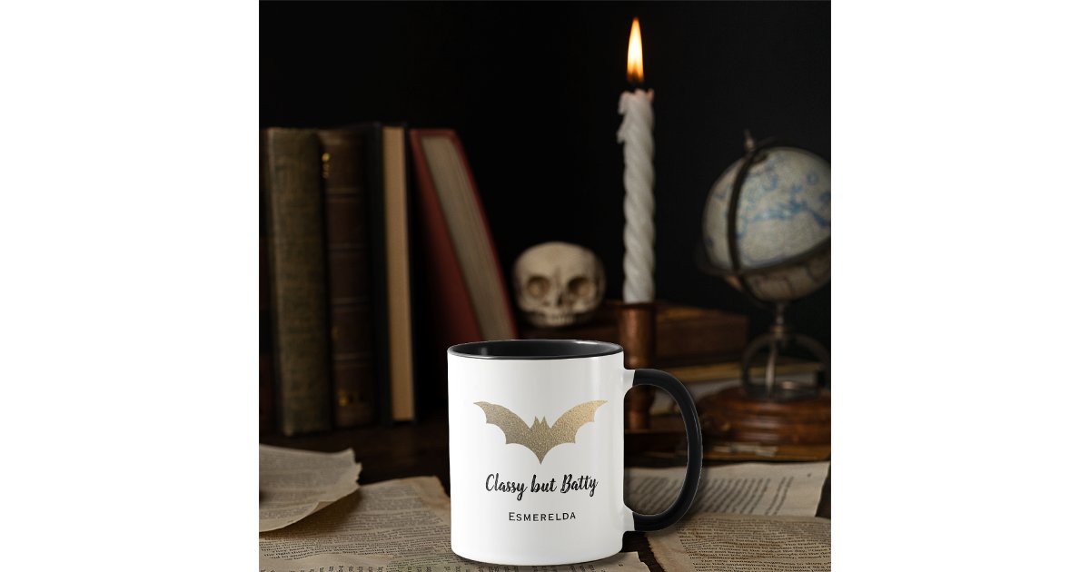 Funny Halloween Bat Pun Batty Mug | Zazzle