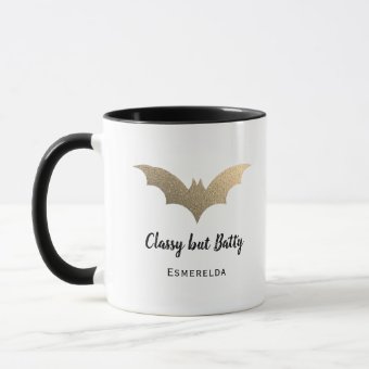 Funny Halloween Bat Pun Batty Mug | Zazzle