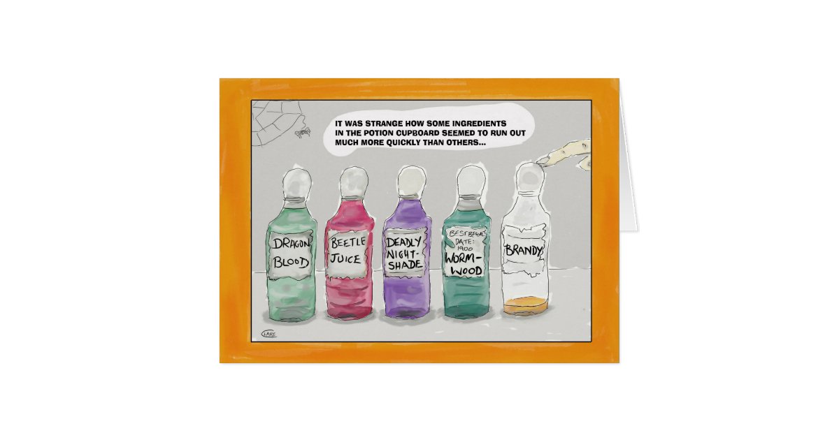 Funny Halloween Cartoon Greeting Card: Potions... | Zazzle
